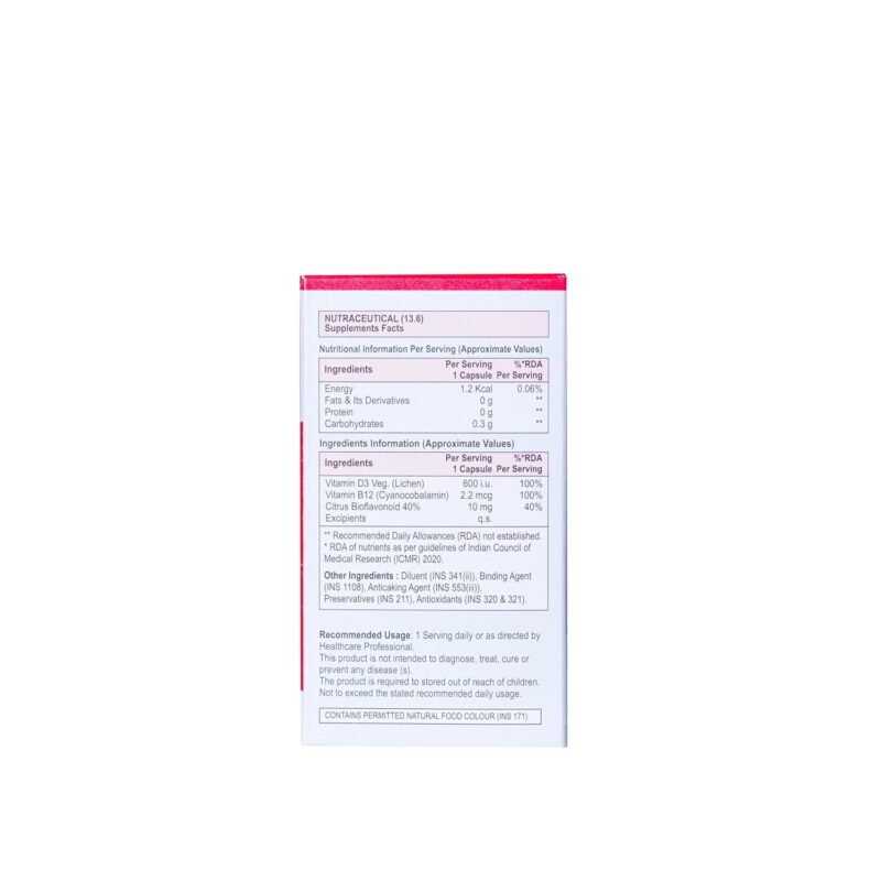 MuscLife Vitamin B12 + D3 Capsules (60 Capsules) - Kapoor Medical Hall